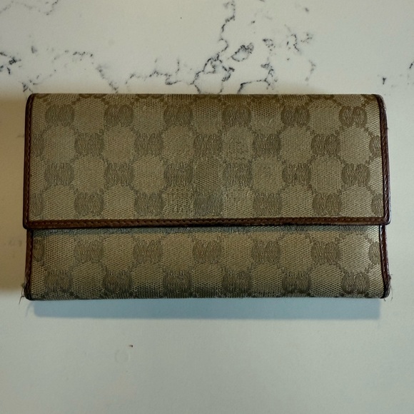Gucci | Bags | Gucci Canvas Long Wallet | Poshmark